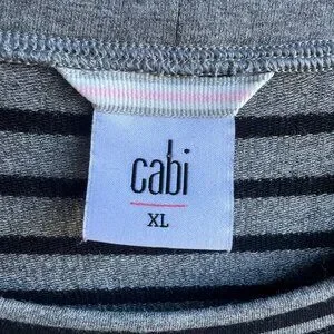 CAbi | Tops | Cabi Long Sleeve Round Neck Grayblack Striped Tee Shirt ...